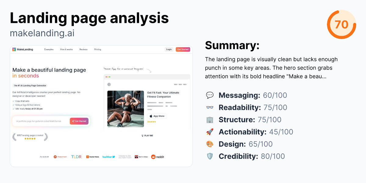 Makelanding.ai - Landing Page Analysis