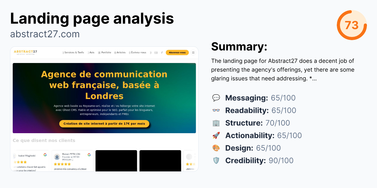 Abstract27.com - Landing Page Analysis