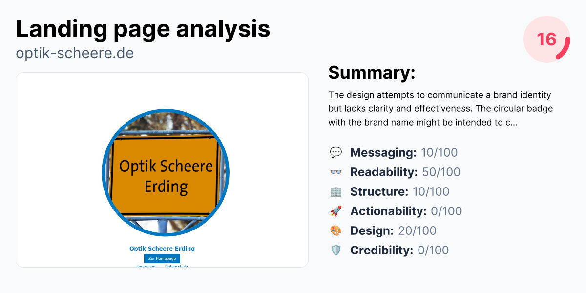Optik-scheere.de - Landing Page Analysis