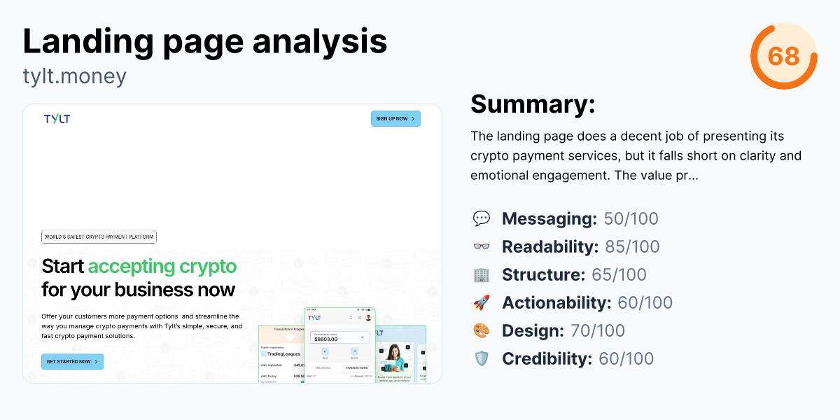 Tylt.money - Landing Page Analysis
