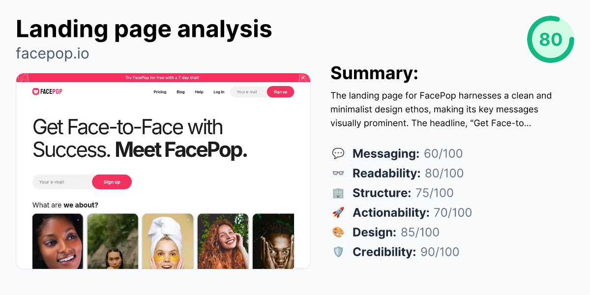 Facepop.io - Landing Page Analysis