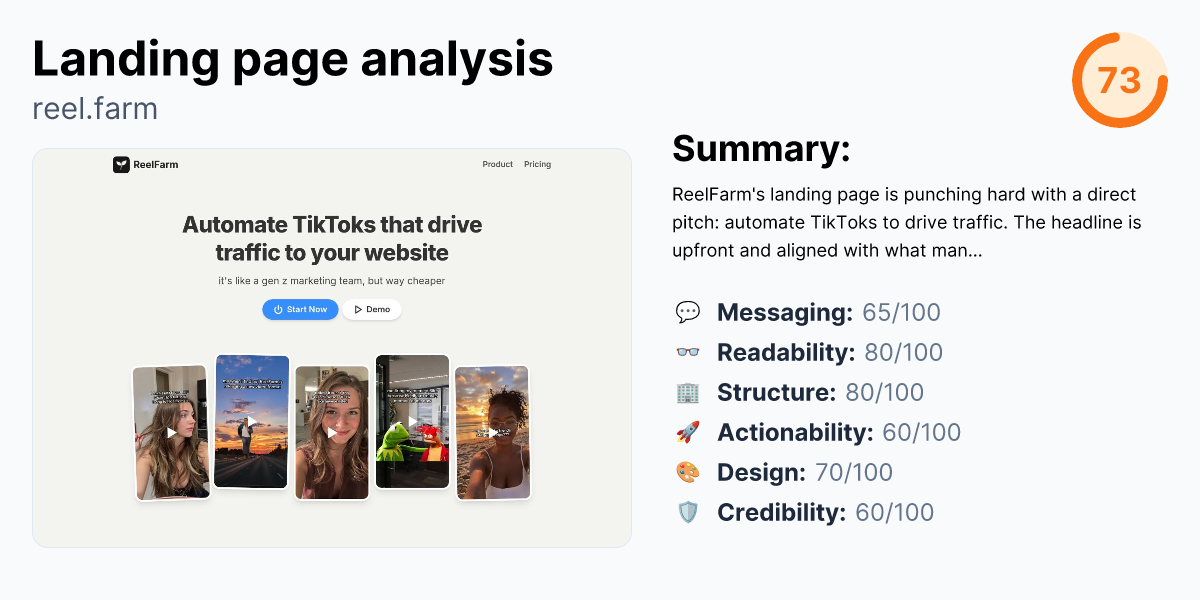 Reel.farm - Landing Page Analysis