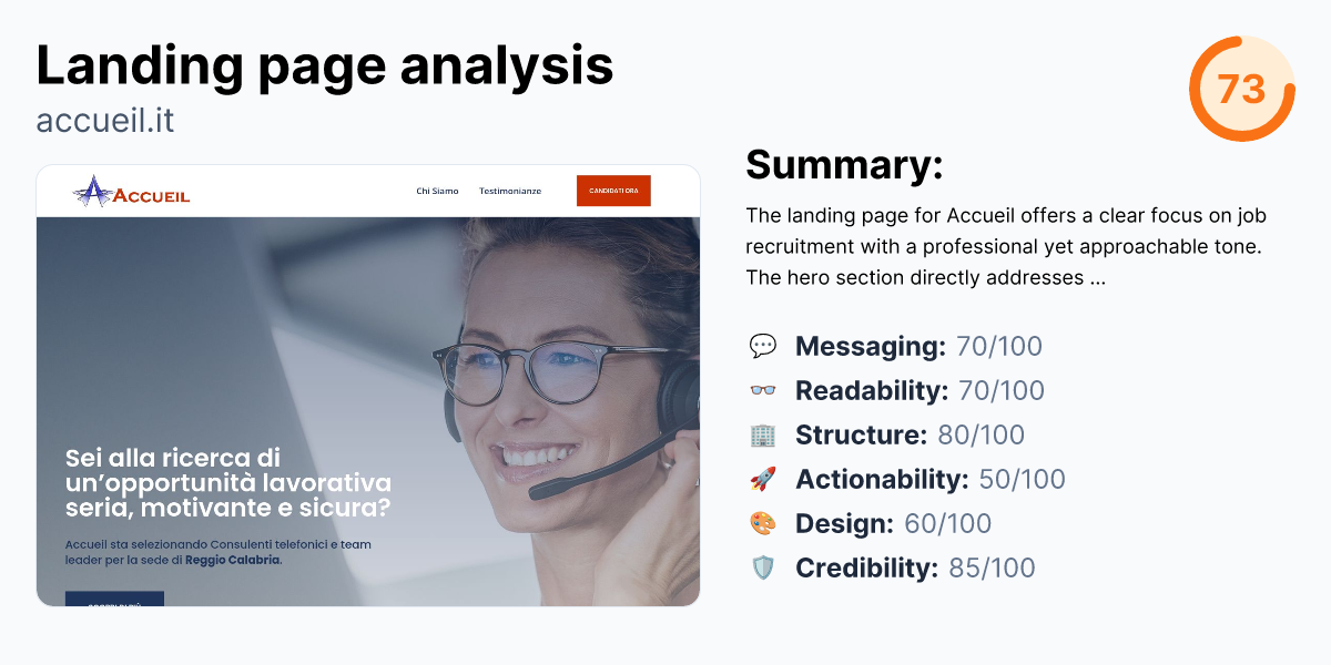Accueil.it - Landing Page Analysis