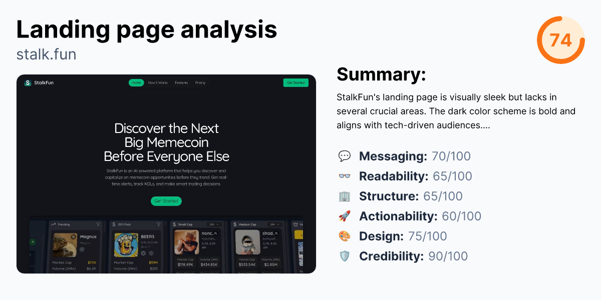 Stalk.fun - Landing Page Analysis