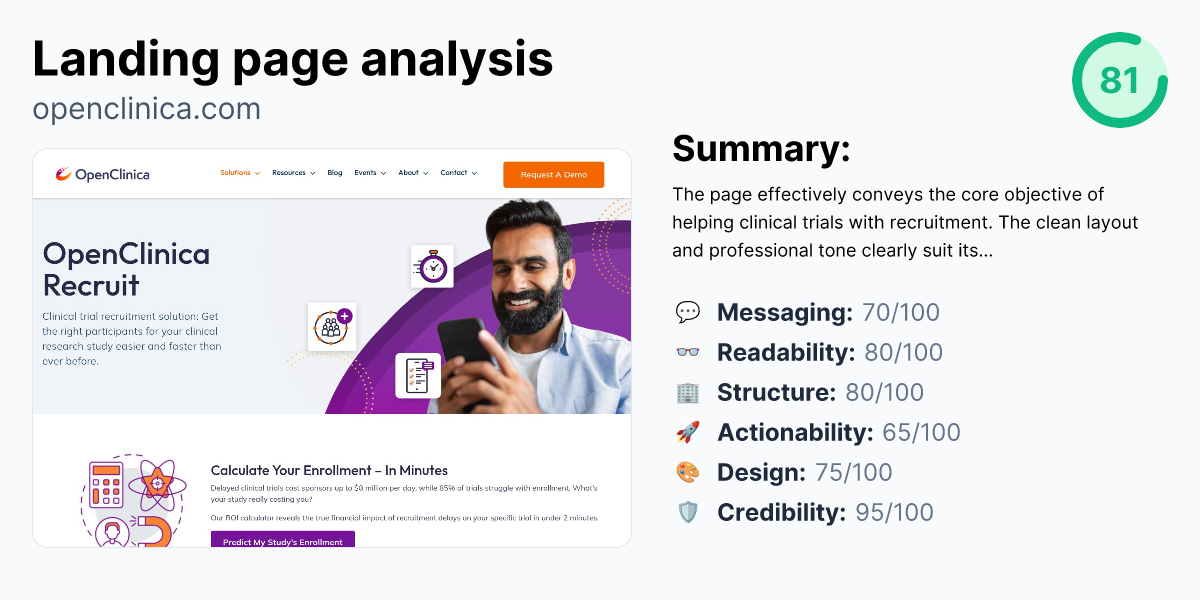 Openclinica.com - Landing Page Analysis
